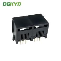 China RJ11 Female Socket Double Ports Connector 6 Positions Through Hole Industrial Ethernet Jack for sale