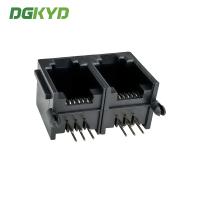China RJ11 Female Socket Double Ports Connector 6 Positions Through Hole Industrial Ethernet Jack for sale
