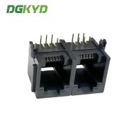 China RJ11 Female Socket Double Ports Connector 6 Positions Through Hole Industrial Ethernet Jack for sale
