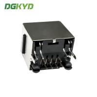 China RJ45 Vertical Network Socket 8P8C with Ear Round Pin Industrial Port 1x1 Shielded for sale