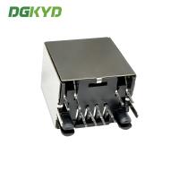 China RJ45 Single Port Socket 8P8C Shielded Flat Pin Gold Plated 6U DGKYD52T1188AB1A1DB4 for sale