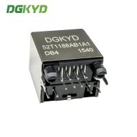 China RJ45 Single Port Socket 8P8C Shielded Flat Pin Gold Plated 6U DGKYD52T1188AB1A1DB4 for sale