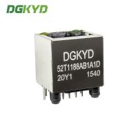 China RJ45 Vertical Network Socket 8P8C Shielded Industrial Jack with LED 1x1 Port Through Hole for sale