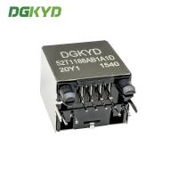 China RJ45 Vertical Network Socket 8P8C Shielded Industrial Jack with LED 1x1 Port Through Hole for sale