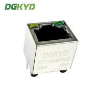 China RJ45 Vertical Network Socket 8P8C Shielded Gold Plating 6U Single Port Through Hole DGKYD for sale