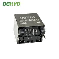 China RJ45 Vertical Network Socket 8P8C Shielded Gold Plating 6U Single Port Through Hole DGKYD for sale