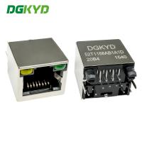 China RJ45 Vertical Network Socket 8P8C Shielded Gold Plating 6U Single Port Through Hole DGKYD for sale