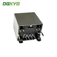 China RJ45 Vertical Network Socket 8P8C Shielded Gold Plating 6U Single Port Through Hole DGKYD for sale