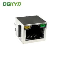 China RJ45 Vertical Connector with LED and Shield Industrial Ethernet Jack 8P8C 1x1 for sale