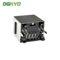 China RJ45 Vertical Connector with LED and Shield Industrial Ethernet Jack 8P8C 1x1 for sale