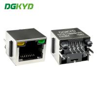 China RJ45 Vertical Connector with LED and Shield Industrial Ethernet Jack 8P8C 1x1 for sale