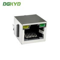 China RJ45 vertical network interface direct insertion with light and shielding connector DGKYD52TE1188AB1A1DB4 for sale