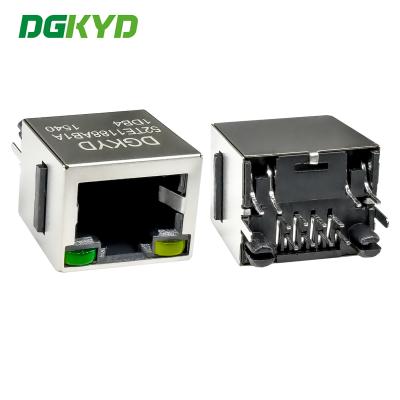 China RJ45 vertical network interface direct insertion with light and shielding connector DGKYD52TE1188AB1A1DB4 for sale