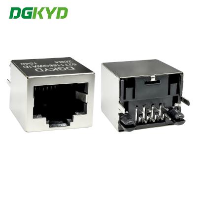 China RJ45 Vertical Connector 6U Gold Plating Shielded Modular Jack DGKYD52T1188GWA1D20B4 for sale