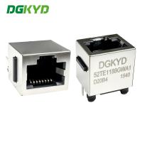 China RJ45 Vertical with Ear Mesh Port Shielded Feet 4.24mm Height No LED DGKYD52TE1188GWA1D20B4 for sale