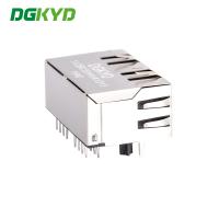 China RJ45 Dual Port Connector Without Filter Shielded 8P8C Right Angle Gold 6u DGKYD112B035HWA1D13 for sale