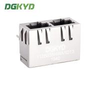China RJ45 Dual Port Connector Without Filter Shielded 8P8C Right Angle Gold 6u DGKYD112B035HWA1D13 for sale