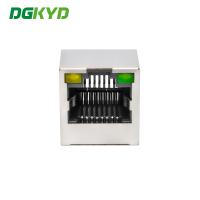 China RJ45 8P8C Shielded Single Port Connector Vertical Mesh Socket 1x1 with LED Yellow Green for sale