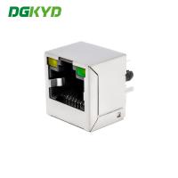 China RJ45 8P8C Shielded Single Port Connector Vertical Mesh Socket 1x1 with LED Yellow Green for sale