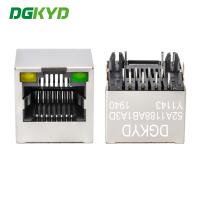 China RJ45 8P8C Shielded Single Port Connector Vertical Mesh Socket 1x1 with LED Yellow Green for sale