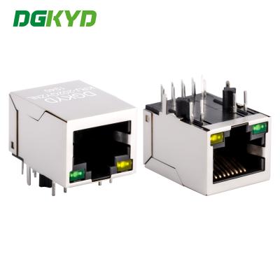 China Industrial RJ45 Connector Gigabit Network Socket KRJ-202GYZNL 8P10C with LED Green Yellow for sale