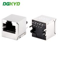 China Customized single port vertical RJ45 Modular Jack PCB Mount PoE ethernet connector DGKYD511B015GWA8DP for sale