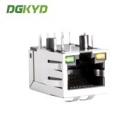 China RJ45 crystal head connector female socket with light and shielding shell KRJ-101EYGENL for sale
