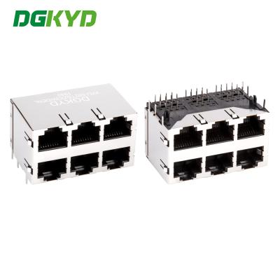 China RJ45 2x3 Multi Port Connector Industrial Network Jack 8P8C KRJ-5921S2X3WDENL for sale