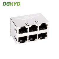 China RJ45 Ethernet Socket 2X3 Connector Industrial Modular Jack 8P8C Through Hole Shielded for sale