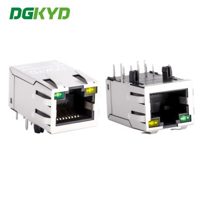 China RJ45 Modular Jack with Integrated Magnetics Single Port 25.4mm Through Hole 8P8C Shielded for sale