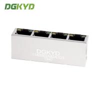 China Four cell RJ45 network connector with 100Mbps integrated Ethernet filter DGKYD114B002AB2A1D3 for sale