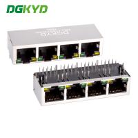 China Metal Shielded 1x4 CAT5 Quad Port RJ45 Connector with LED - 10/100/1000 BASE-T Gigabit Ethernet Performance for sale