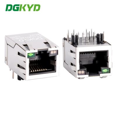 China Shielded Gigabit ehternet RJ45 PCB Connector with Transformer RJ45 Network socket DGKYD311Q018DE3A4D for sale