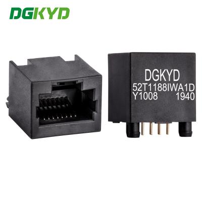 China RJ45 vertical network interface 8P8C all plastic network socket DGKYD52T1188IWA1DY1008 for sale