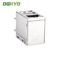 China Gigabit Ethernet RJ45 Connector with Dual USB Ports - 29.0mm Length, 1500V Isolation for Industrial Networking for sale
