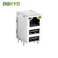 China RJ45 with dual USB 2.0 sockets, Gigabit network interface with shielded DGKYD711U2Q032AB2WD080 for sale