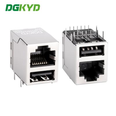 China RJ45 with single USB 2.0 100Mbps connector 6U network interface DGKYD611B099GWWD009 for sale