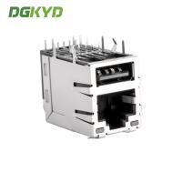 China RJ45 with single USB 2.0, light strip, shielded Ethernet socket, 100Mbps transformer KRJ-007YGUSBNL for sale