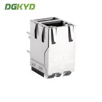 China RJ45 with single USB 2.0, light strip, shielded Ethernet socket, 100Mbps transformer KRJ-007YGUSBNL for sale