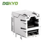 China RJ45 with single USB 2.0, light strip, shielded Ethernet socket, 100Mbps transformer KRJ-007YGUSBNL for sale