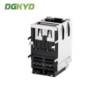 China RJ45 with single USB 2.0, light strip, shielded Ethernet socket, 100Mbps transformer KRJ-007YGUSBNL for sale