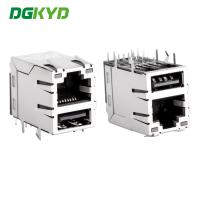 China RJ45 with single USB 2.0, light strip, shielded Ethernet socket, 100Mbps transformer KRJ-007YGUSBNL for sale