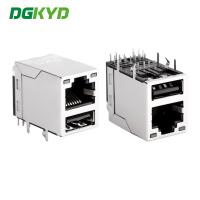 China Gigabit RJ45 Connector with USB 2.0 Socket LED 6u Gold Plating KRJ-008QGYGWUSBNL for sale