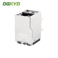 China Gigabit RJ45 Connector with USB 2.0 Socket Shielded 12P 8P8C Through Hole Gold 6u for sale