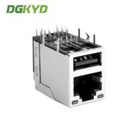 China Gigabit RJ45 Connector with USB 2.0 Socket Shielded 12P 8P8C Through Hole Gold 6u for sale