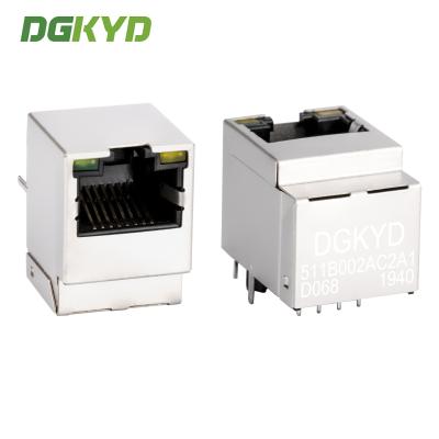 China Metal Shielded 180 Degree Top Entry RJ45 Ethernet Connector with 100Mbps Filter DGKYD511B002AC2A1D068 for sale
