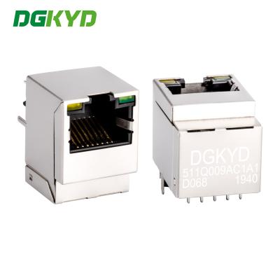 China Custom 180 Degree Top Insertion Gigabit Ethernet RJ45 Receptacle Connector with Filter 10P8C for sale