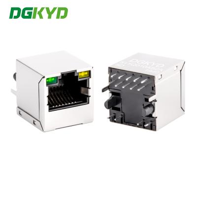 China 180 degree vertical RJ45 connector Gigabit network interface with shielded DGKYD511Q010AB2A8D for sale