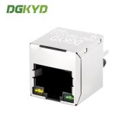 China 180 Degree Top Entry RJ45 Connector with Transformer PCB Mount 1x1 8P8C Shielded for sale