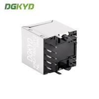 China 180 Degree Top Entry RJ45 Connector with Transformer PCB Mount 1x1 8P8C Shielded for sale